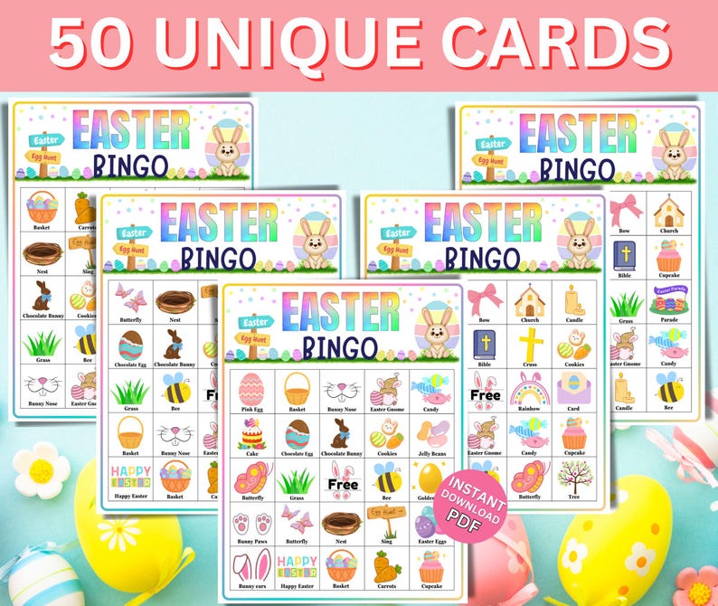 Easter Game, Easter Bingo, Easter Activity for Kids, Easter Party Game ...