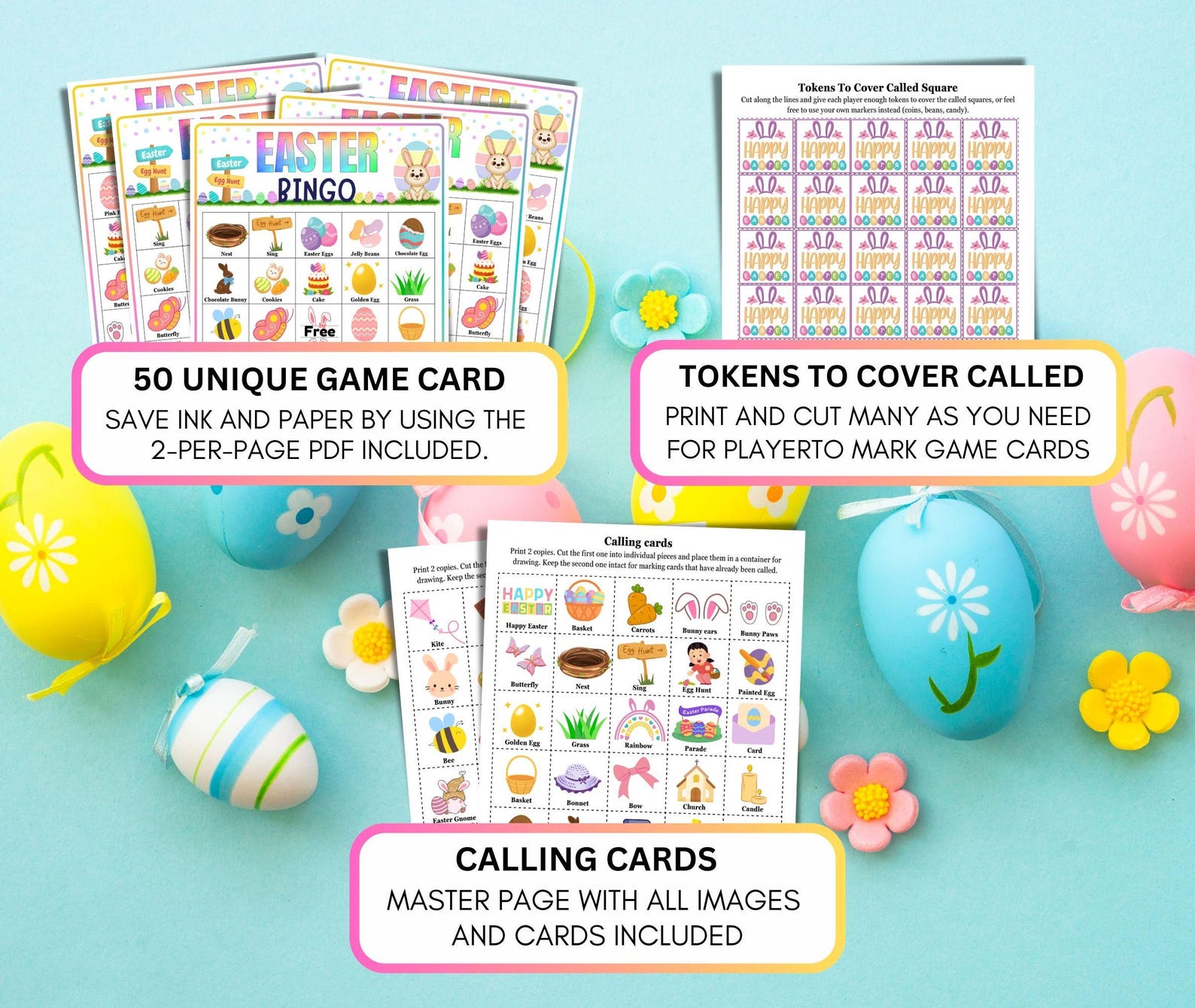 Easter Game, Easter Bingo, Easter Activity for Kids, Easter Party Game ...