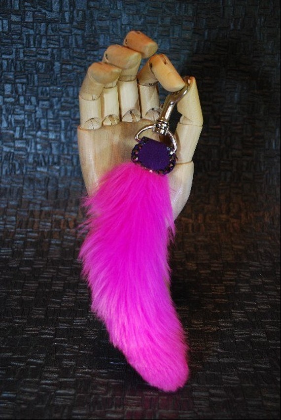 Hot Pink Faux Fur Tail Keychain | Etsy