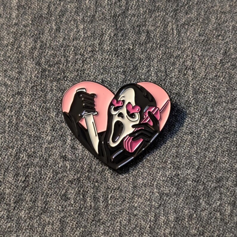 Ghostface Heart Eyes Heart Shaped Enamel Pin - Etsy