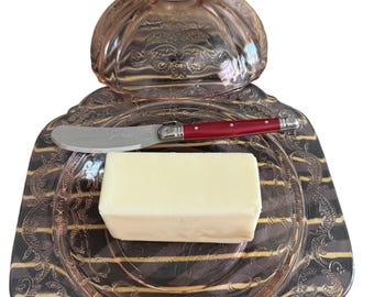 Vintage Indiana Glass Pink Depression Glass Butter Dish Recollection ...