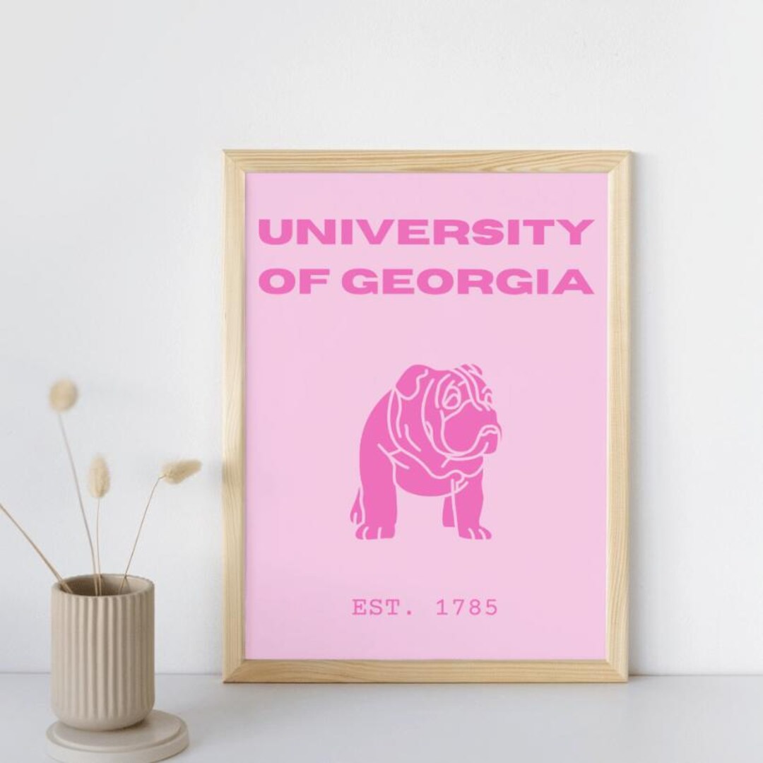 UGA Pink Bulldog Poster, University of Georgia Print, Apartment ...