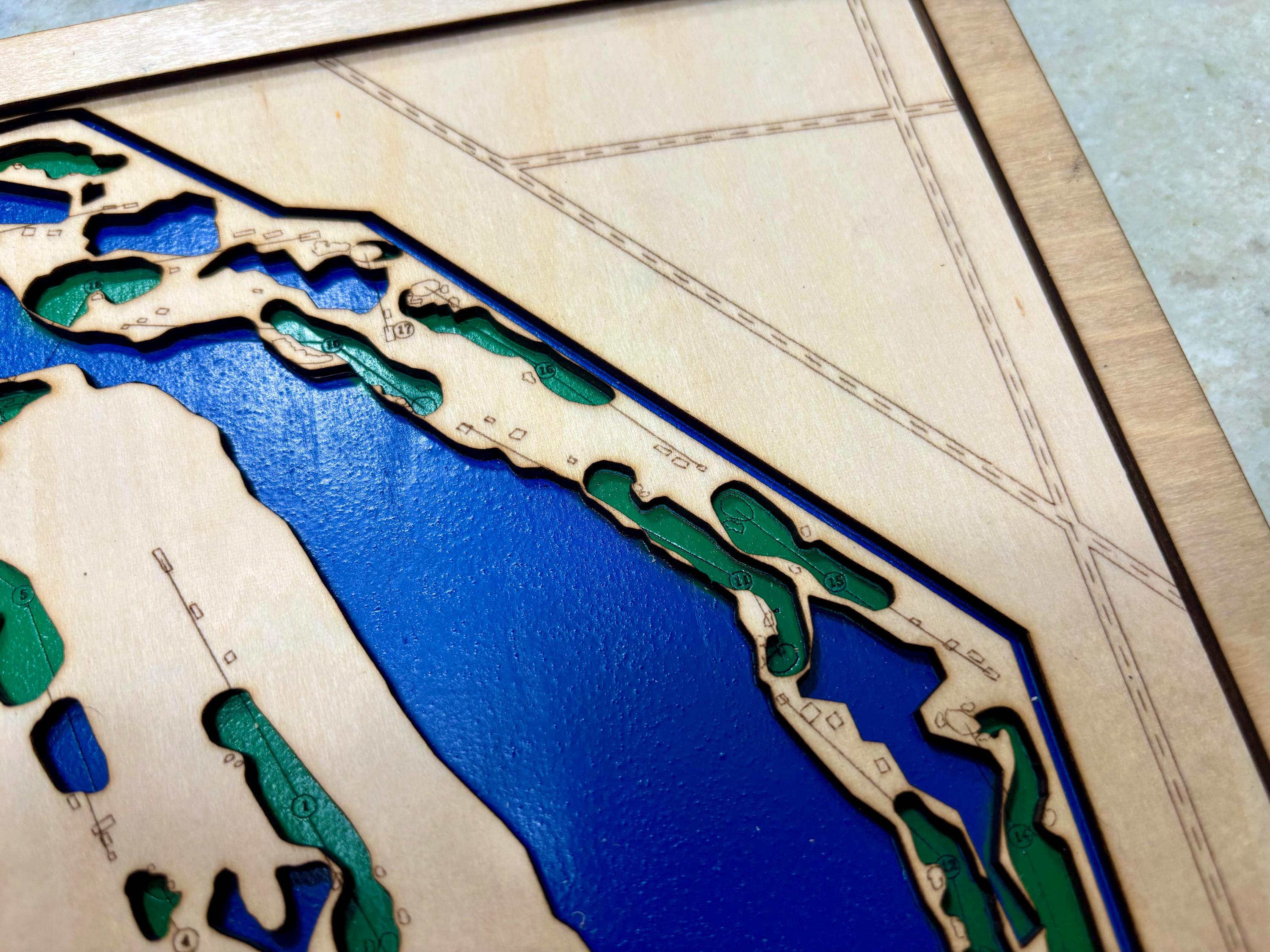 Custom Laser Engraved Golf Course Map (coaster or Wall Art) - Etsy