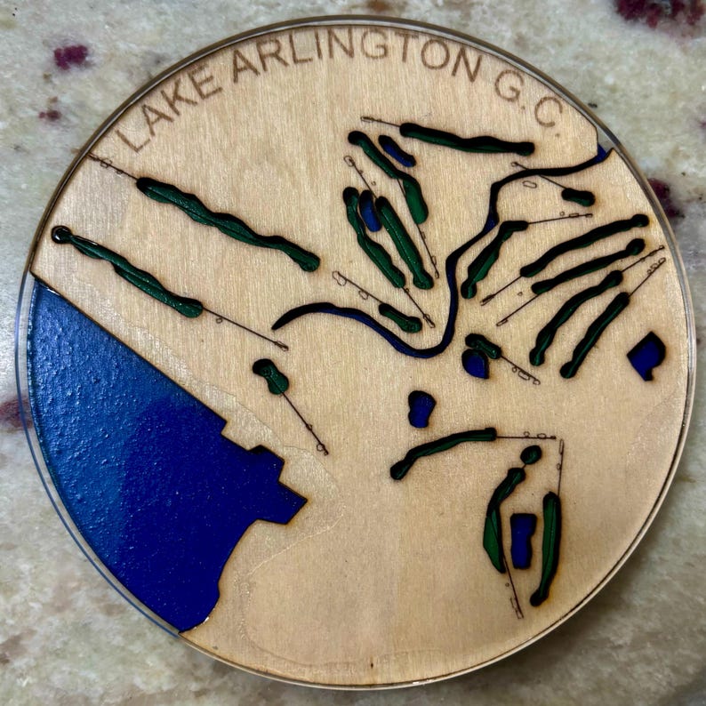Custom Laser Engraved Golf Course Map (coaster or Wall Art) - Etsy