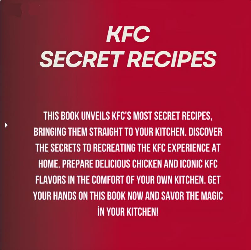 KFC Secret Recipes,plr,home Cooking Like a Kfc Chef,diy Authentic Fried ...
