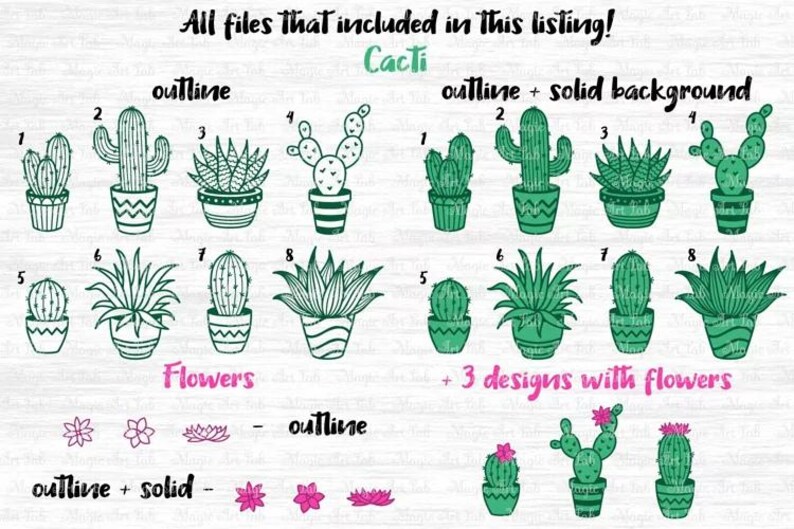 Cactus Svg, Succulent Svg, Cactus Cut File, Cacti Silhouette - Etsy