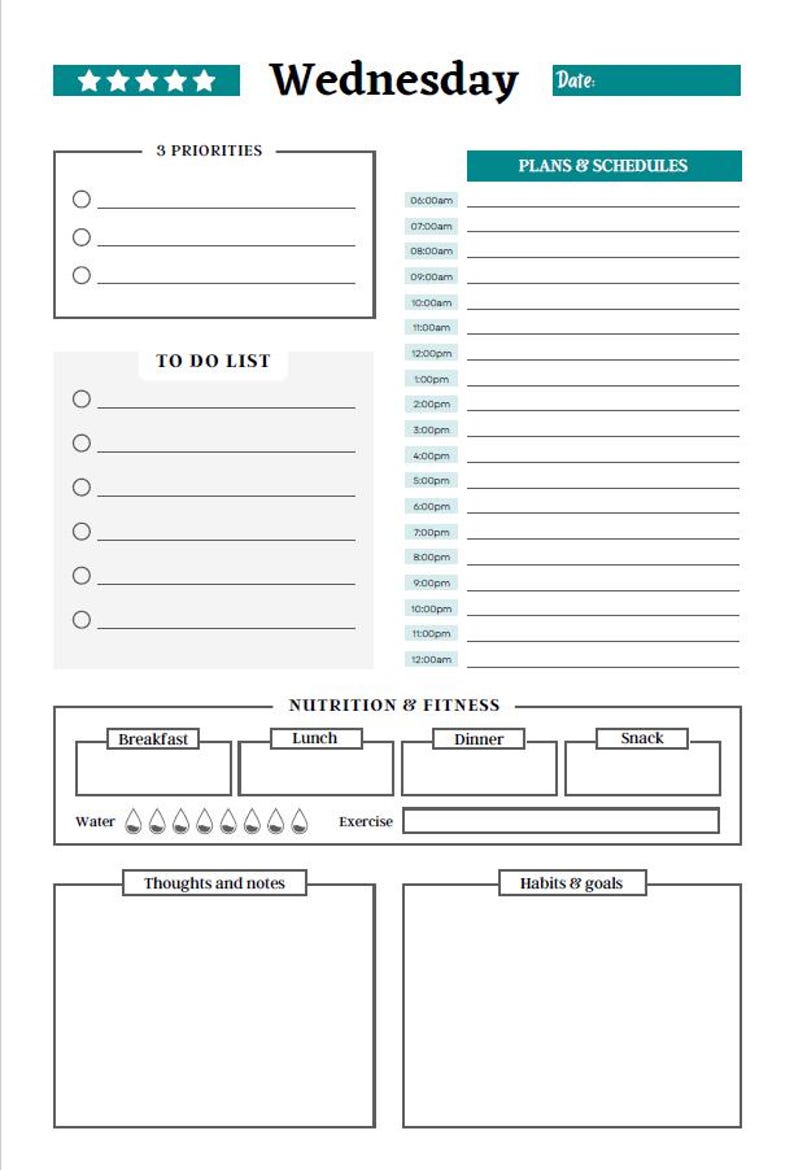 Weekly Planner Printable, Digital Weekly Planner PDF Weekly Organizer ...