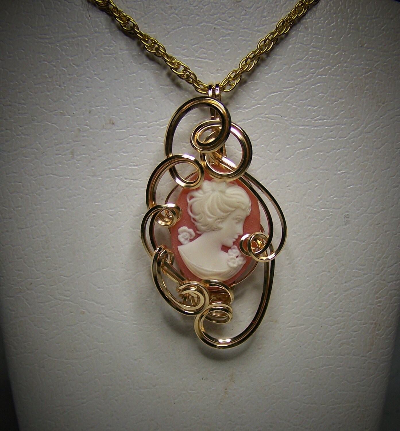 Man Made Red Cameo Designer Pendant in 14 Kt Gold Filled Wire - Etsy