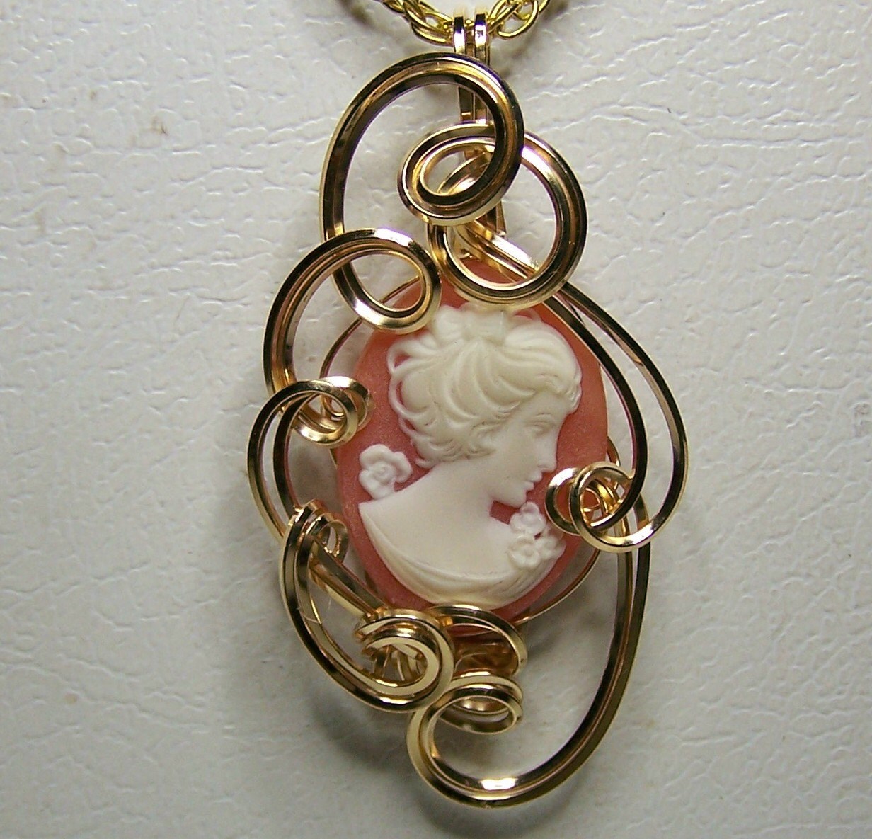 Man Made Red Cameo Designer Pendant in 14 Kt Gold Filled Wire - Etsy