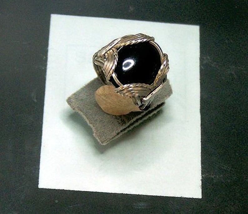 4 Wire Shank Sterling Silver Onyx Cabochon Ring - Etsy