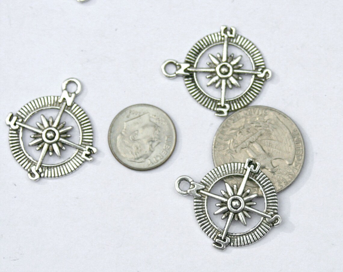 COMPASS ROSE Charms for Pendants Bangles QTY 10. Antiqued - Etsy
