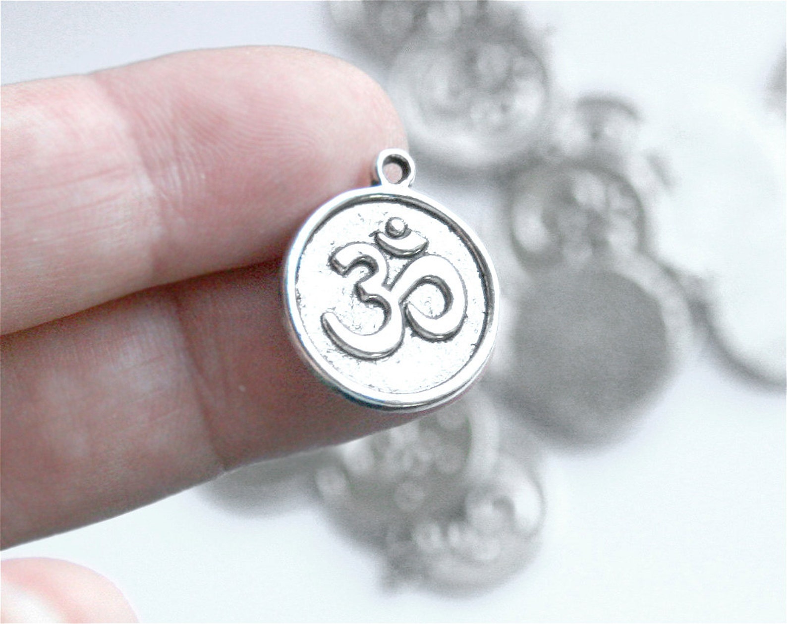 Silver OHM Charm, OM Charm, Qty 4, Antique Silver Plated, 21x18mm ...