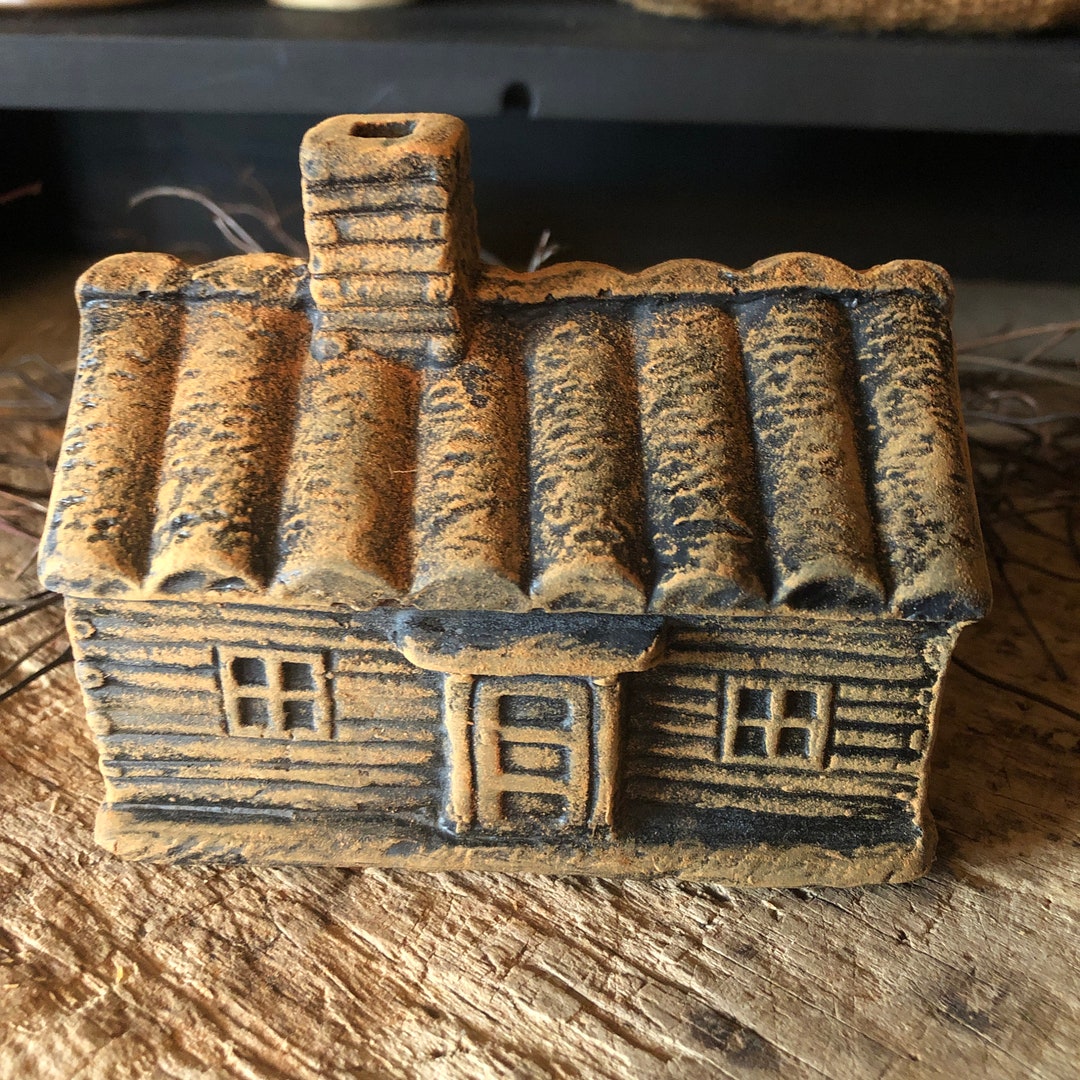 Blackened Beeswax Log Cabin #593~primitive~rustic~decor~cinnamon~ - Etsy