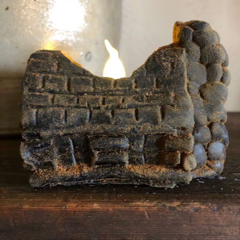 Blackened Beeswax Small Log Cabin Flicker Light #573 - Etsy