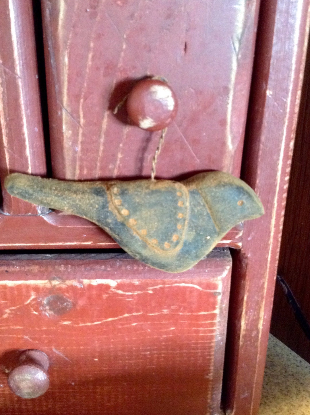 Blackened Beeswax Folk Art Bird Ornie #505~ Black~primitive~ornament ...