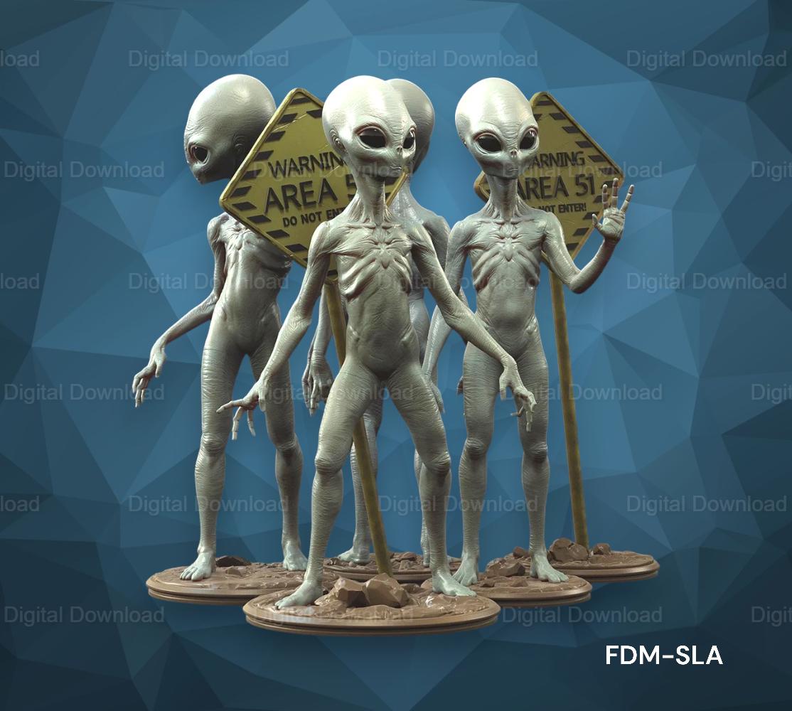 Grey Aliens STL, Grey Aliens 3D Model Print Files, Grey Aliens ...
