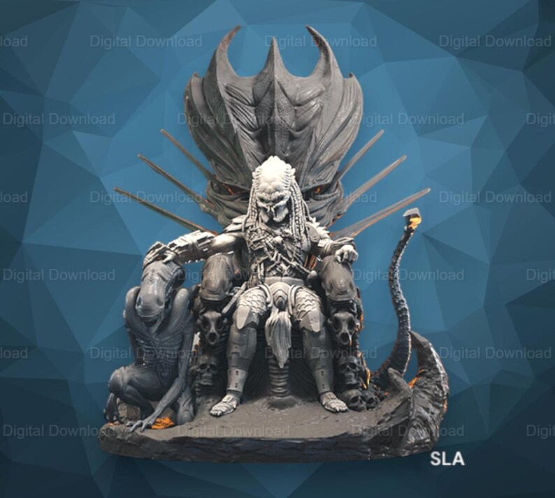 Predator on Throne STL, Predator 3D Model Print Files, Predator ...