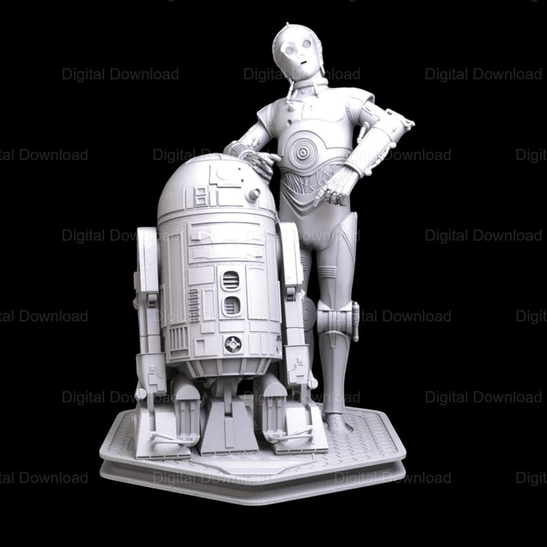 Star Wars STL, R2D2 STL, C3PO STL, R2D2 and C3PO 3D Model Print Files ...