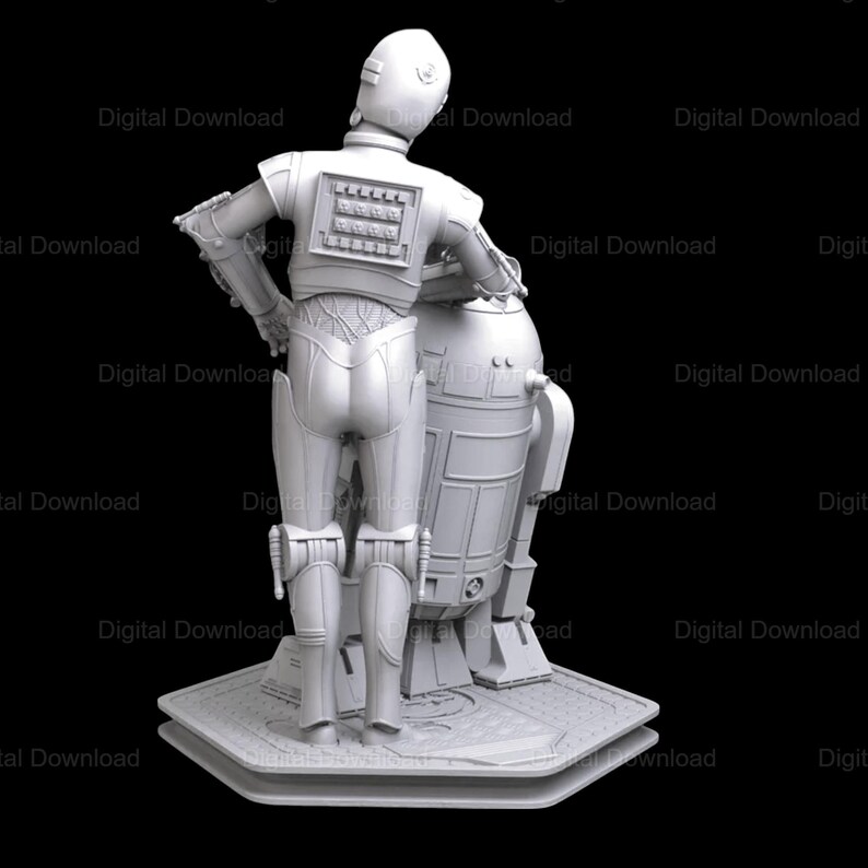 Star Wars STL, R2D2 STL, C3PO STL, R2D2 and C3PO 3D Model Print Files ...