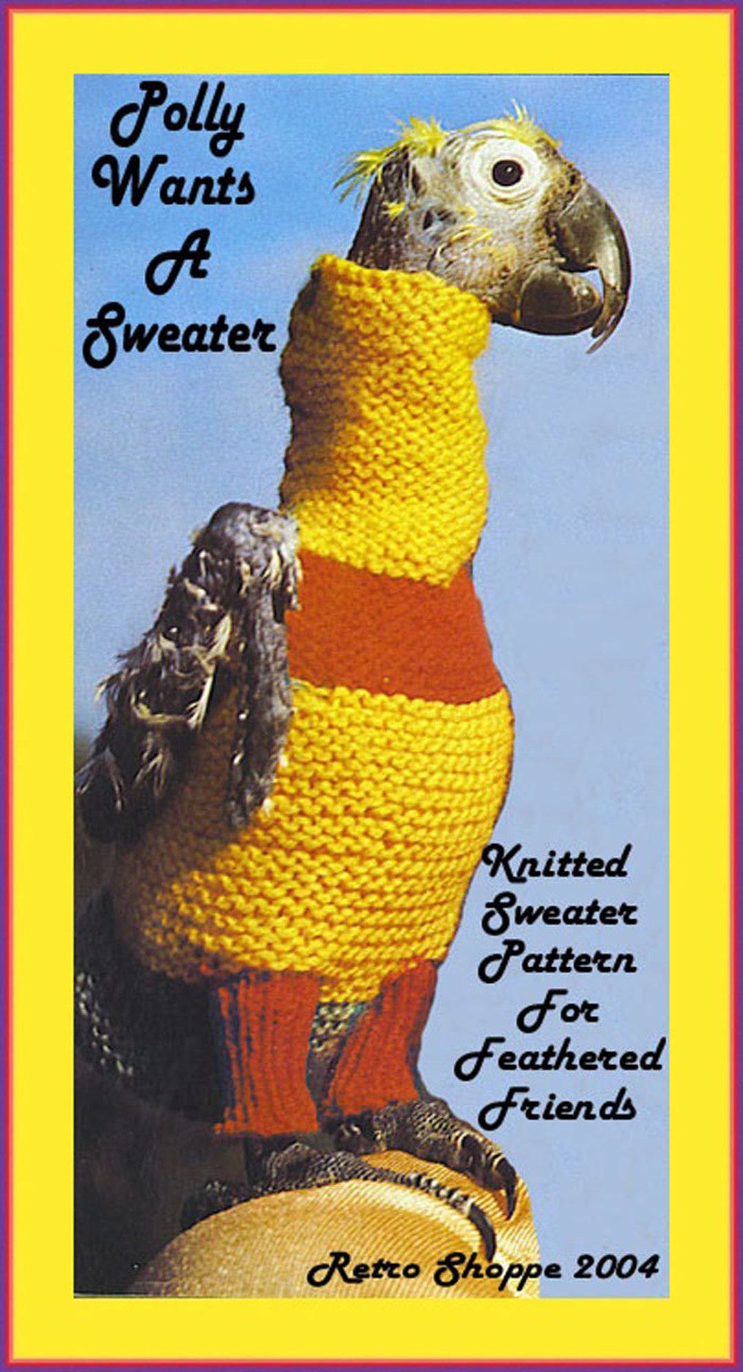 Vintage Parrot/cockatiel Sweater Coat Cover Knitting Pattern - Etsy