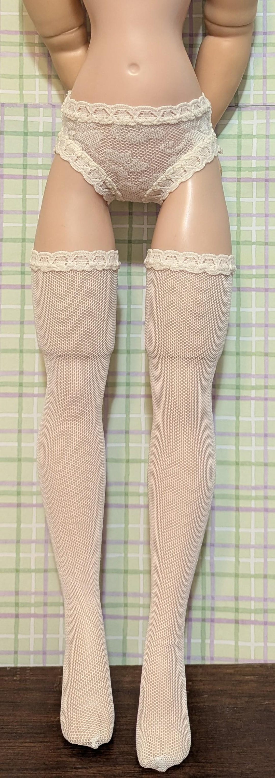 NEW Ready2wear Ivory Tiny Fishnet Design Stockings Fits Vintage Madame Alexander Cissy & Modern ...
