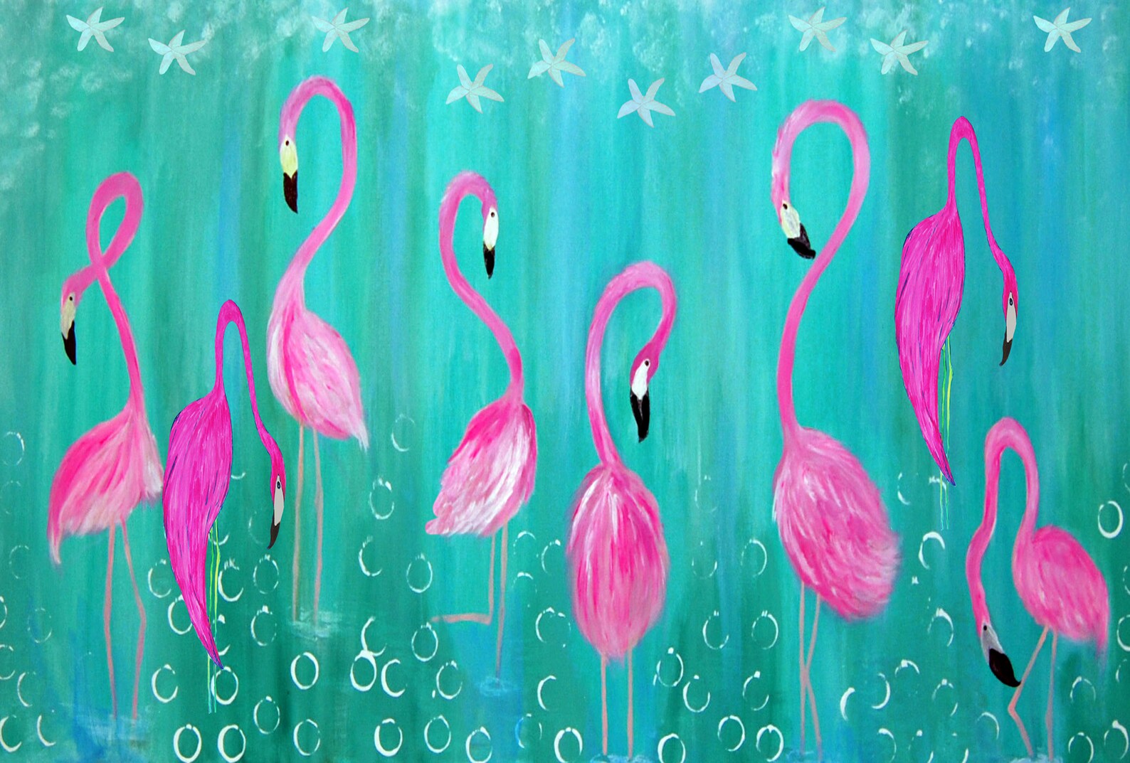 Flamingos Beach Birds Window Valance From My Art. Sizes - Etsy