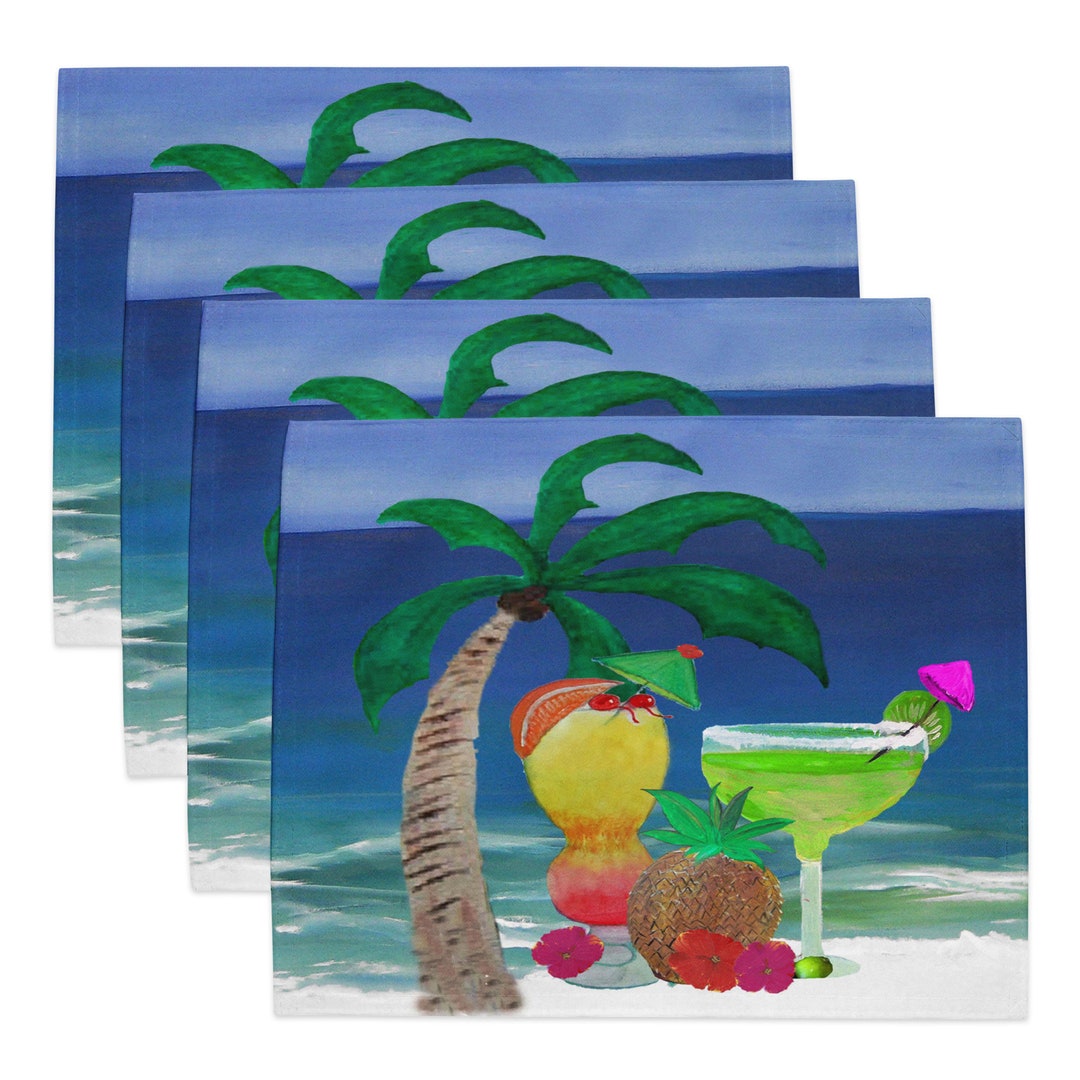 Tropical Beach Drinks Beach Tiki Bar Placemat Set of Four With My Art ...