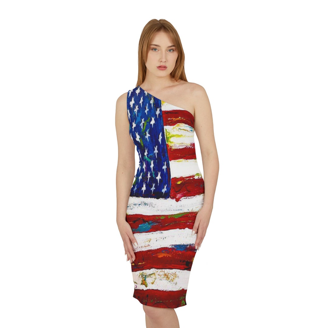 American Flag USA Patriotic Design.flag Red White Blue Dress Sleeveless ...