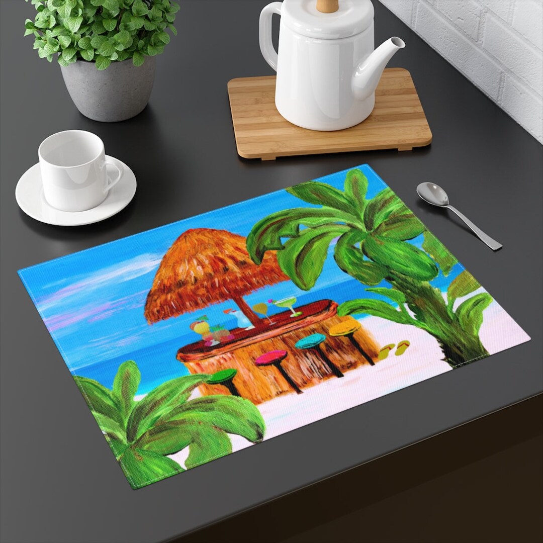 Tiki Beach Bar Tropical Drinks Placemats Beach Table Top - Etsy