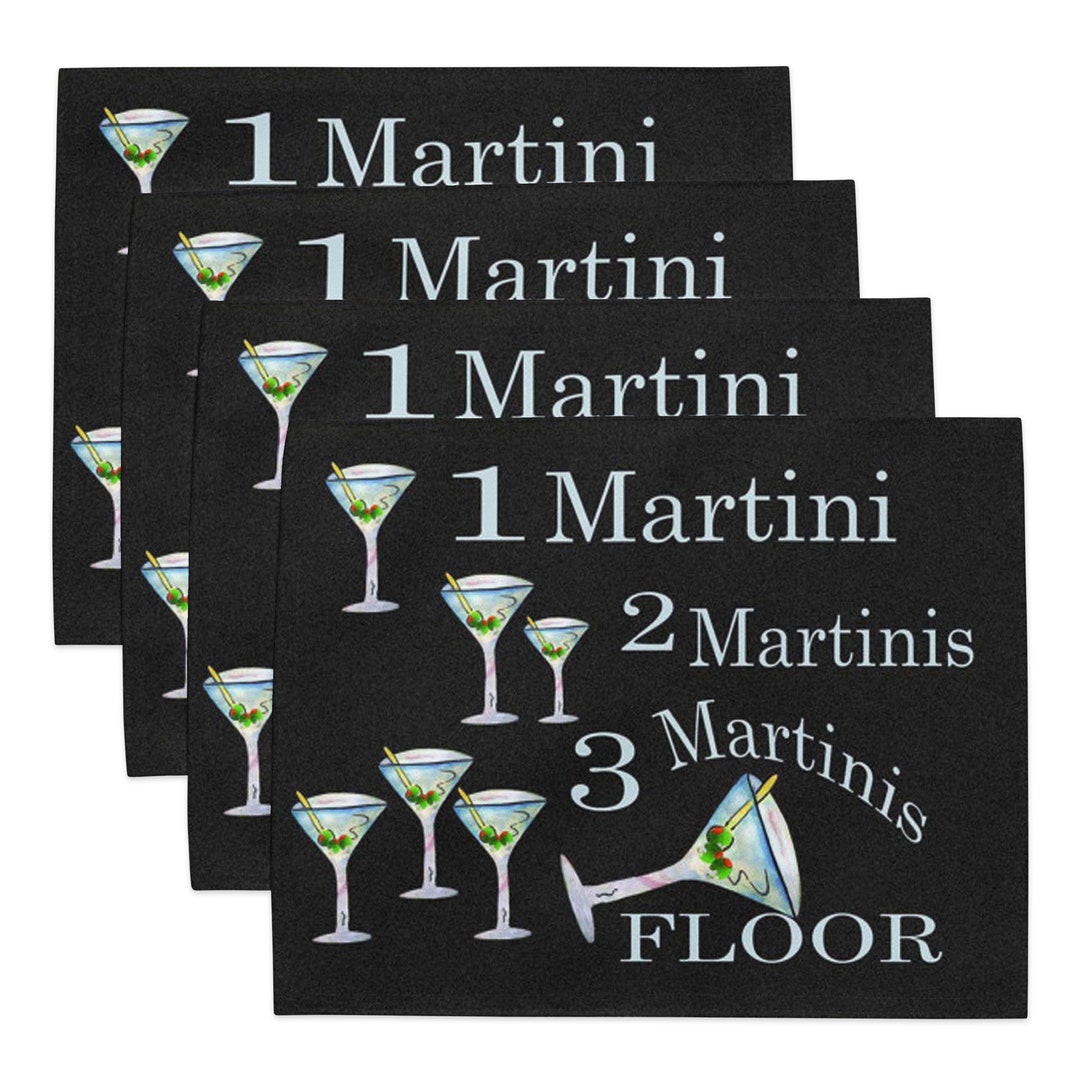 Martini Bar Funny Placemat Set of Four. Margini Gift, Cocktail Bar ...
