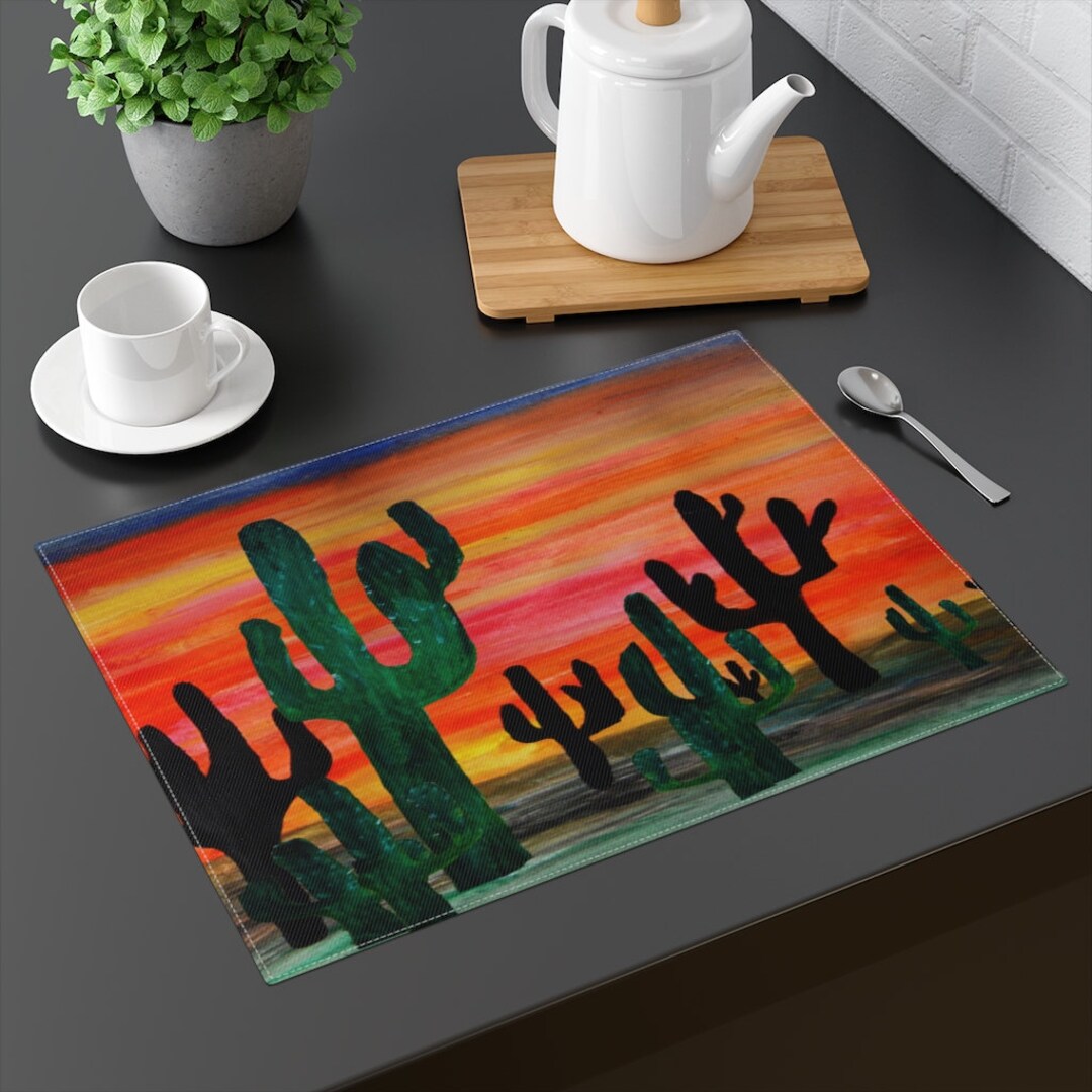 Cactus Desert Sunset Placemats of My Art. Size 18 X 14 Desert Home ...