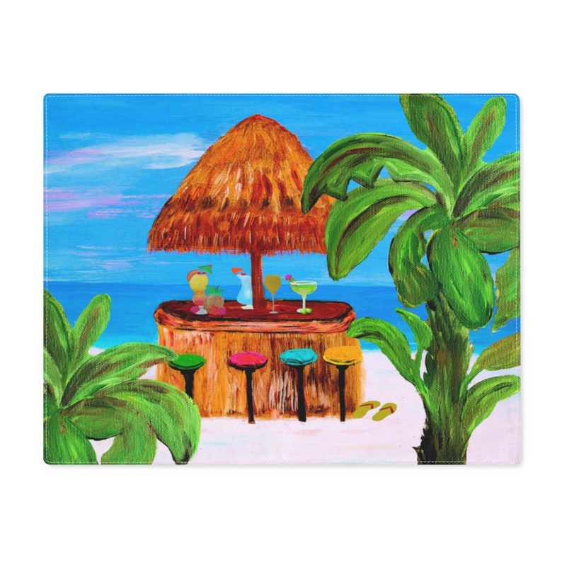 Tiki Beach Bar Tropical Drinks Placemats Beach Table Top - Etsy
