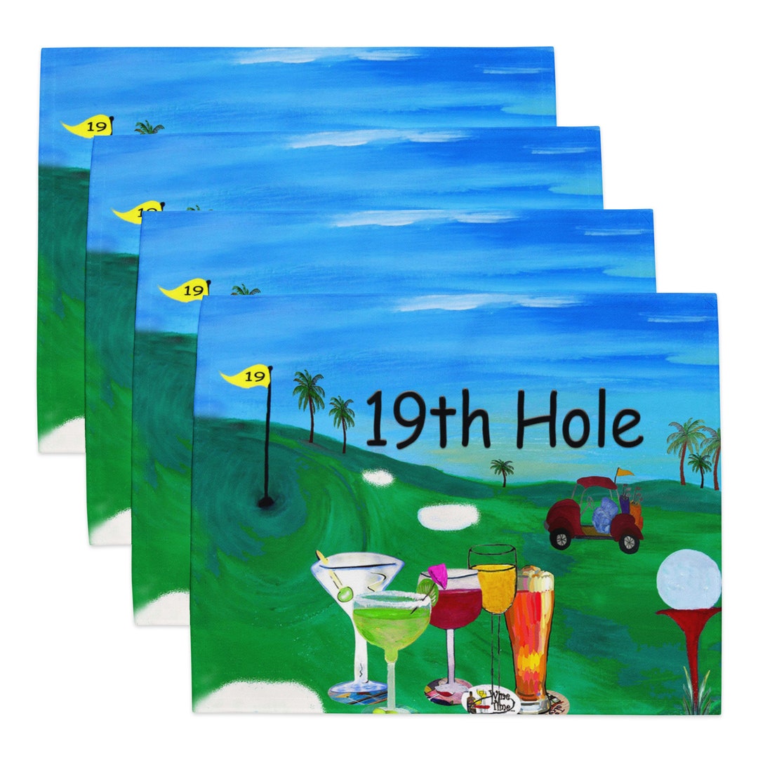 Golf 19th Hole Cocktail Bar Placemat Set of Four With My Art. Golf Gift ...