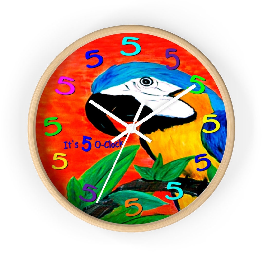 Parrot Head 5 O'clock Tropical Bar Wall Clock With My - Etsy