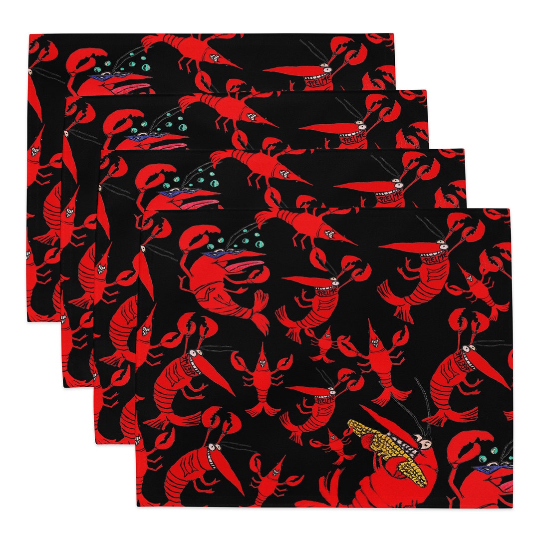 Crawfish/crayfish Seafood Table Placemat Set of Four. Crawfish Boil ...