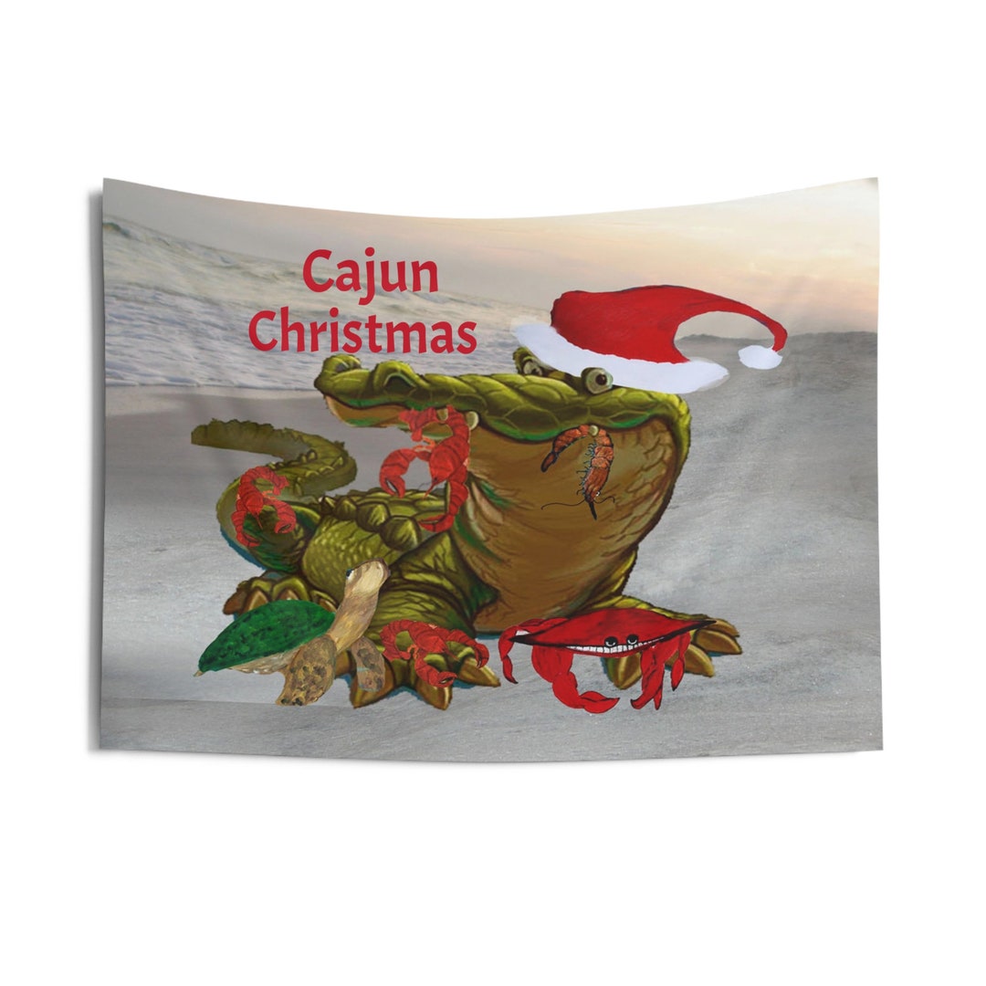 Cajun Christmas on Bayou House Santa Alligator Fun Indoor Wall ...