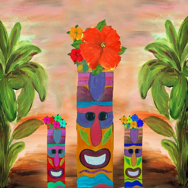 Tiki Totem Pole - Etsy