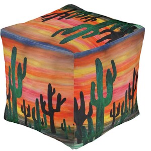 Cactus Desert Sunset Design Cube Ottoman From My Art - Etsy