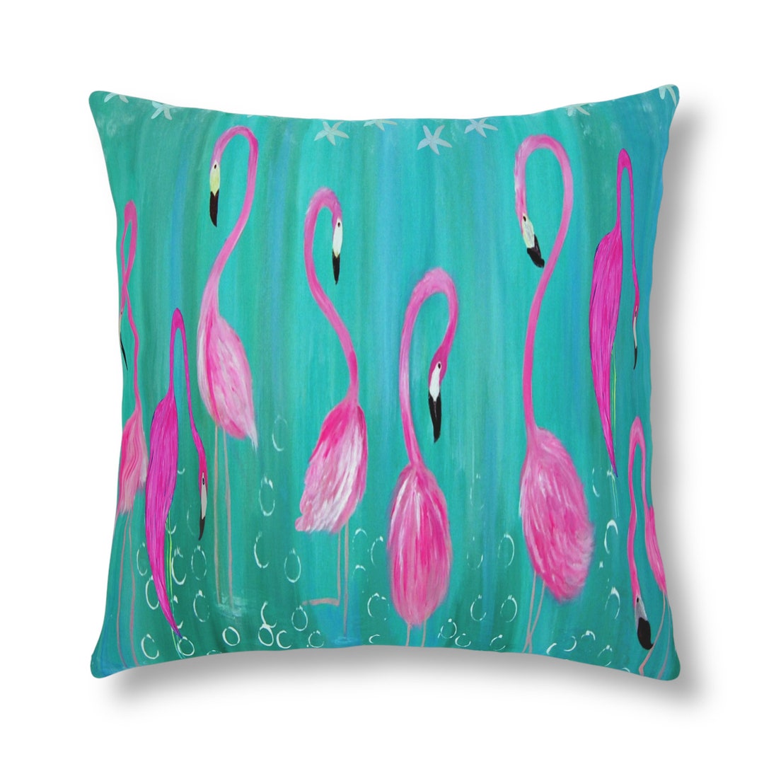 Flamingos Coastal Home Waterproof Pillows of My Art. Patio Outdoor ...