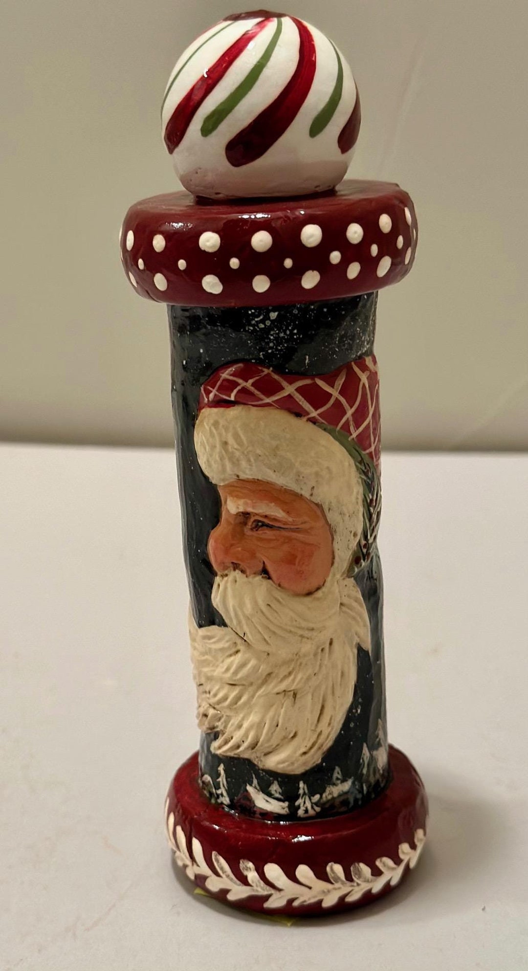 Antique Wooden Spool Santa in Profile - Etsy