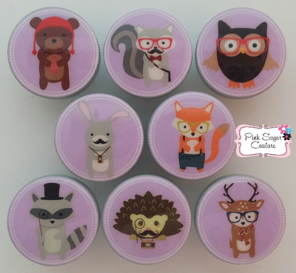 HIPSTER WOODLAND ANIMALS Friends Knobs #3 M2M Bedding Forest Friends ...