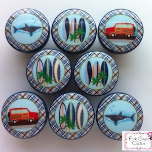 NORTH SHORE SHARK Bite Nautical Knobs Handmade M2m Kids Nursery Room Drawer Pull Kids Decor - Etsy