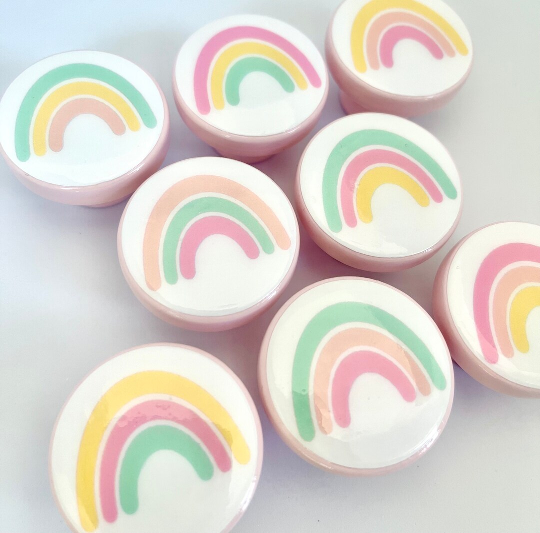 RAINBOW KNOBS! Girls Drawer Pull Kids Bedding Decor BOHO Pastel Pink Peach Mint Yellow - Etsy
