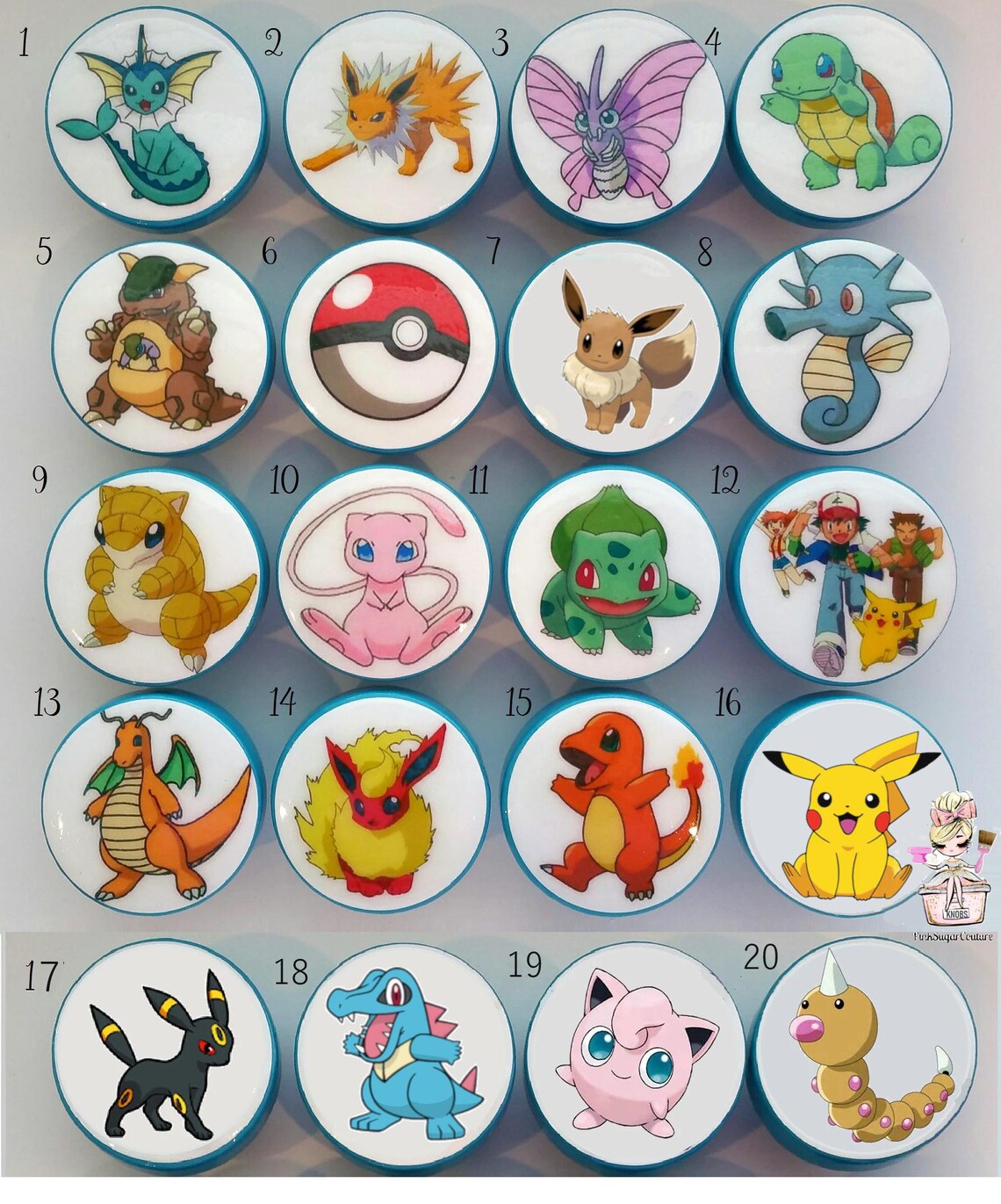 POKEMON GO KNOBS Handmade Drawer Pull Kids Room Decor Boys Girls - Four ...