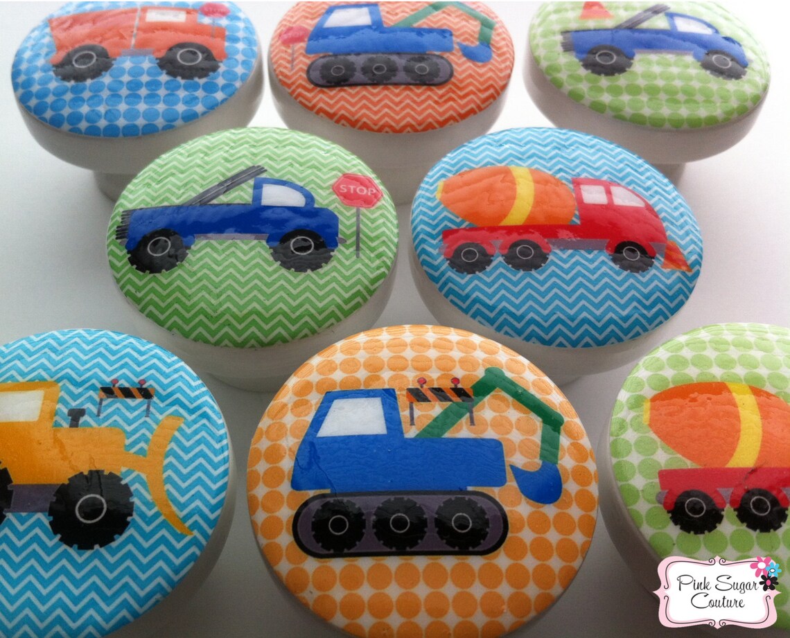 CONSTRUCTION TRUCKS KNOBS Boys Drawer Pulls Kids Nursery Room - Etsy