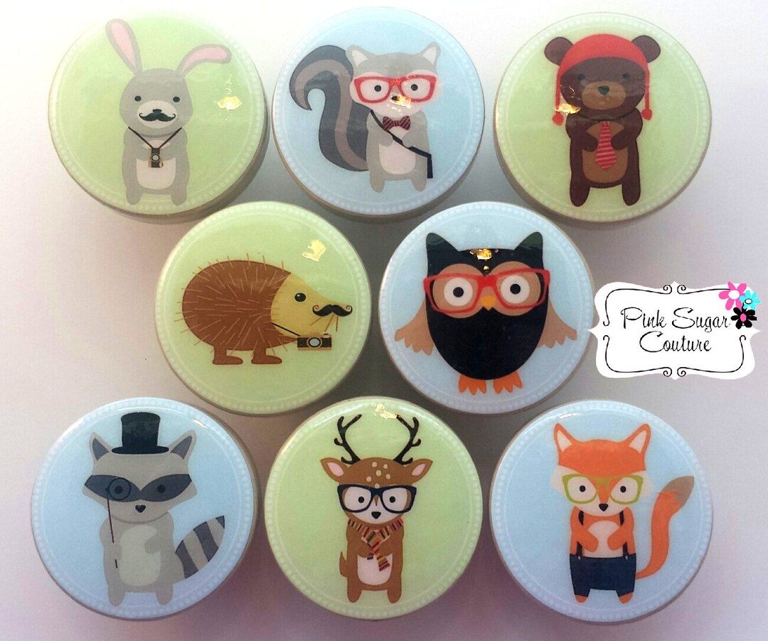 HIPSTER WOODLAND ANIMALS Friends Knobs M2M Bedding Forest Friends Kids ...