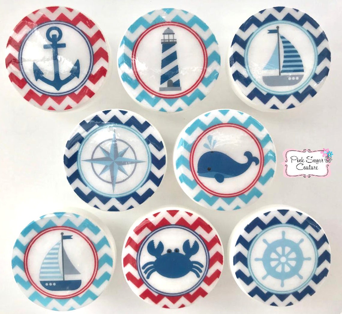 NAUTICAL KNOBS CHEVRON Drawer Pull Harper Sail Away Regatta | Etsy