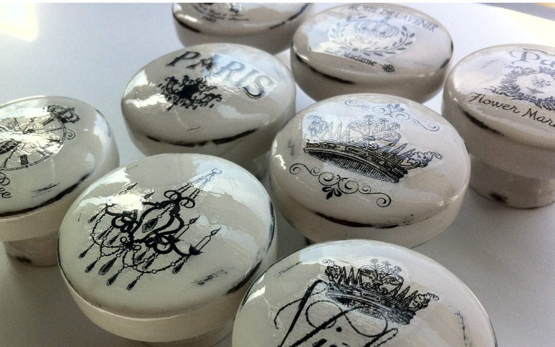 NEW Vintage Drawer Knobs Pulls Paris France Shabby Chic Cottage French ...