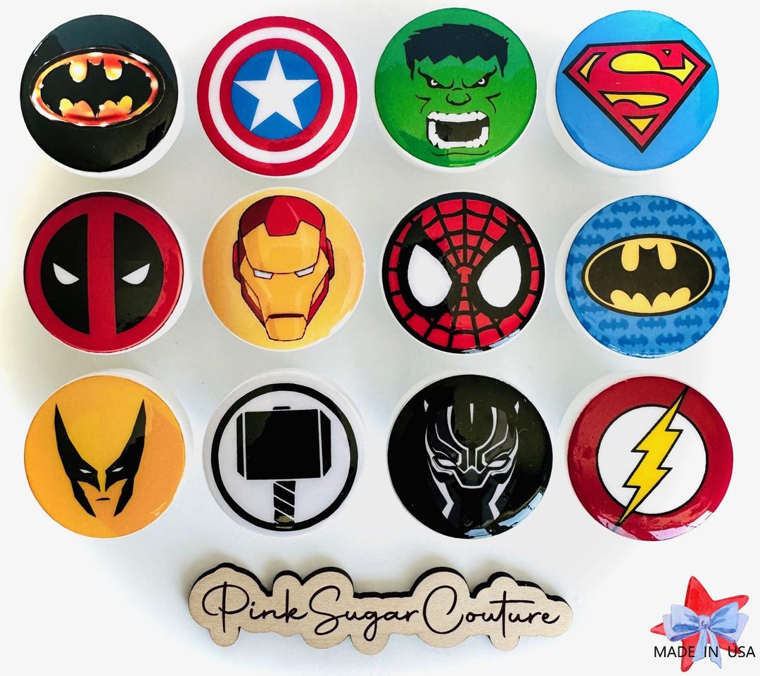 SUPERHERO Knobs Drawer Pulls Handles Bedding Kids Room Decor ...