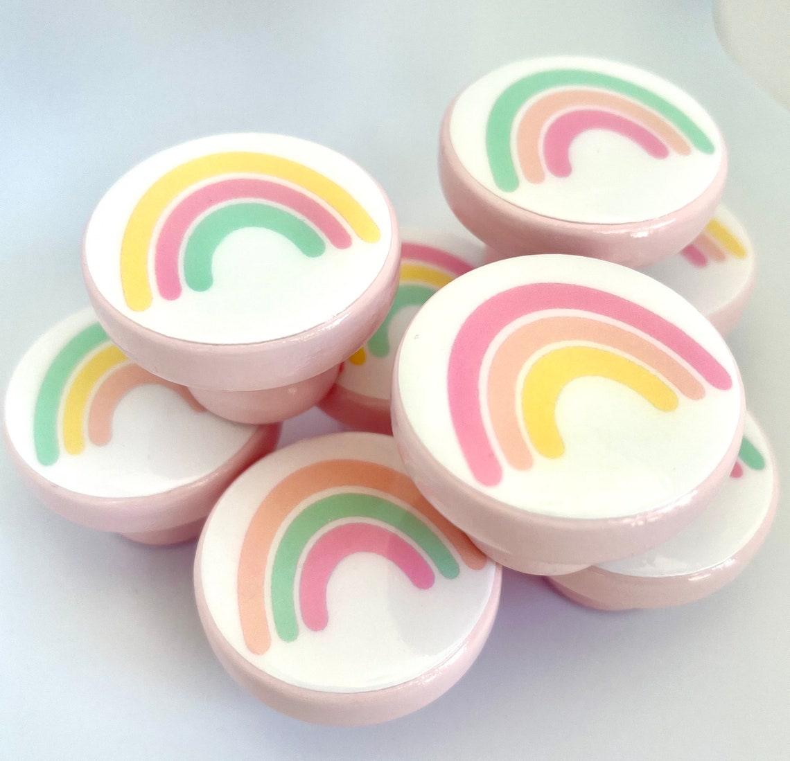 RAINBOW KNOBS! Girls Drawer Pull Kids Bedding Decor BOHO Pastel Pink ...